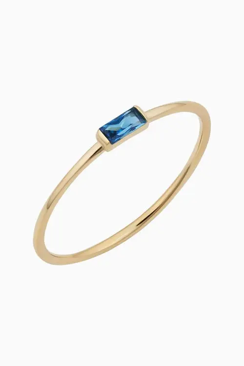 ORADINA Fresco Baguette Ring - Blue Cubic Zirconia