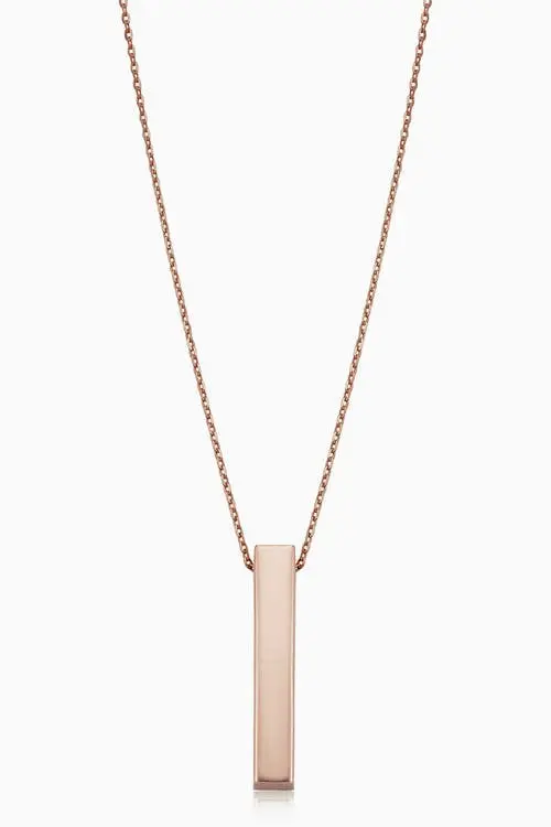 ORADINA 10k Gold Brooklyn Bar Pendant Necklace - Rose Gold