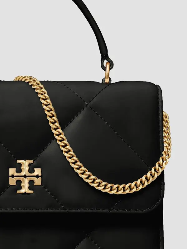 Tory Burch Mini Kira Chevron-quilted Top Handle Bag - Black