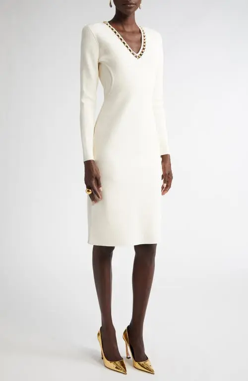 John Pavé Milano Knit Dress In Ecru 70% Off Editorialist