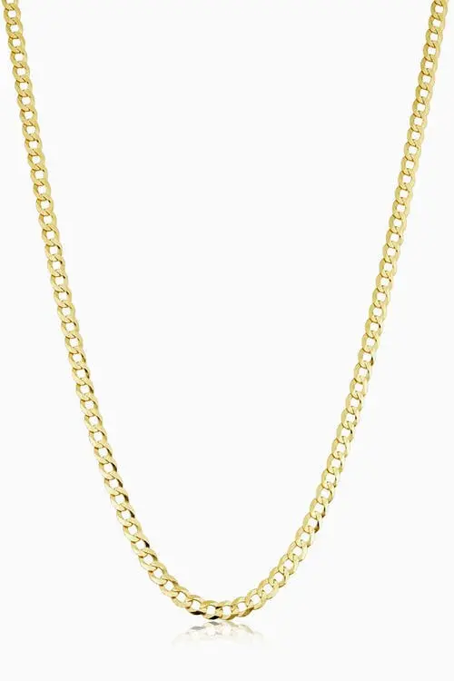 ORADINA 10k Gold Curb Chain Necklace - Yellow Gold