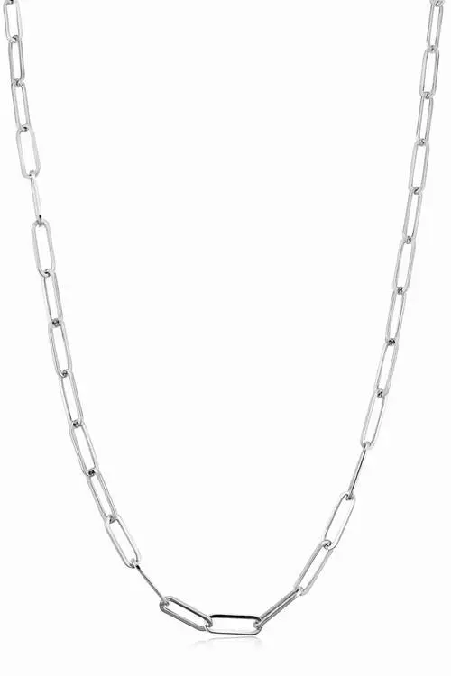 ORADINA 14k Gold Venice Link Chain Necklace - White Gold