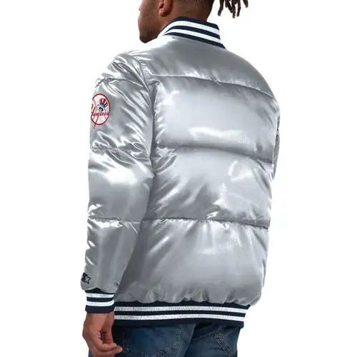 STARTER New York Yankees Bronx Satin Full-snap Varsity Bomber Jacket