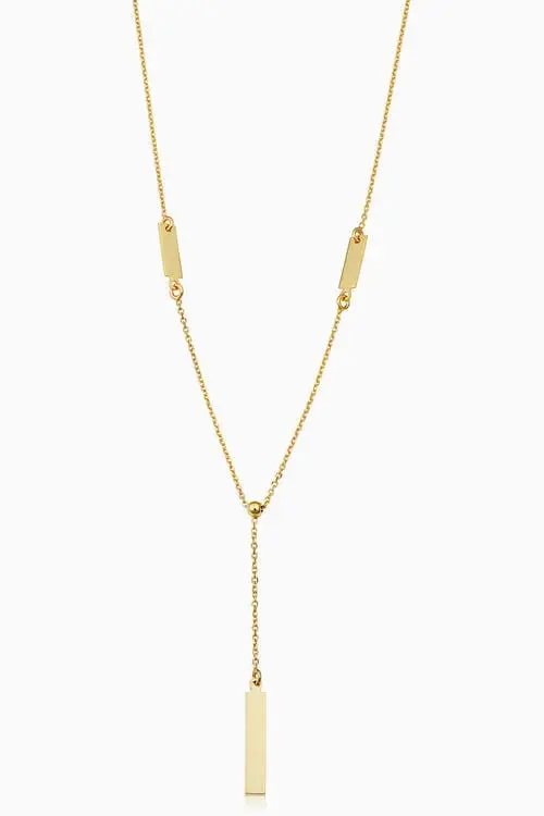 ORADINA 14k Gold Bar Drop Necklace - Yellow Gold