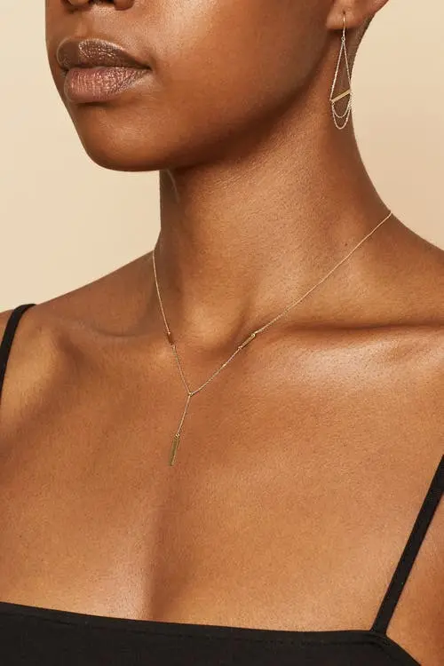 ORADINA 14k Gold Bar Drop Necklace - Yellow Gold