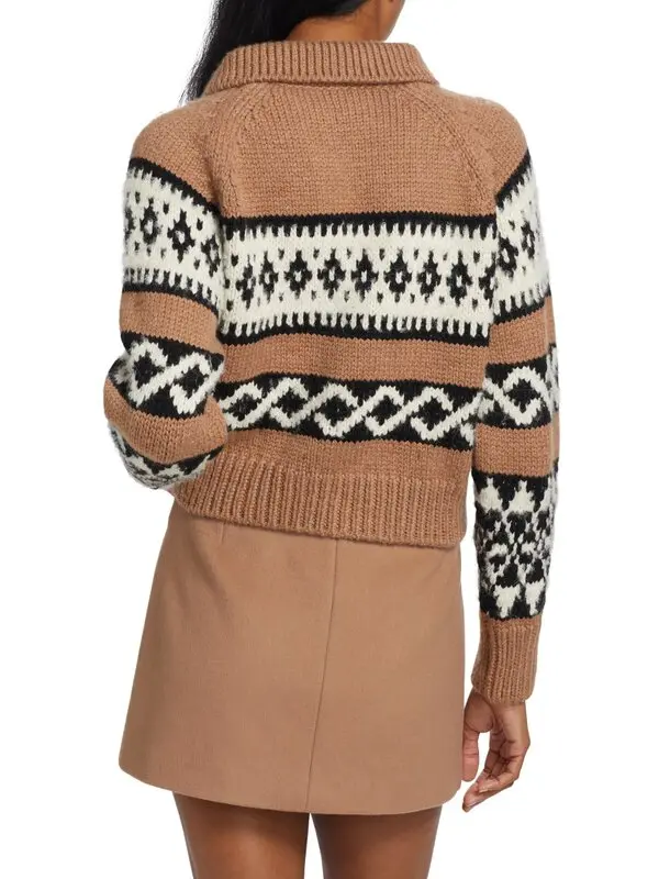 A.L.C. Carter Intarsia Merino-wool Half-zip Sweater - Camel Multi