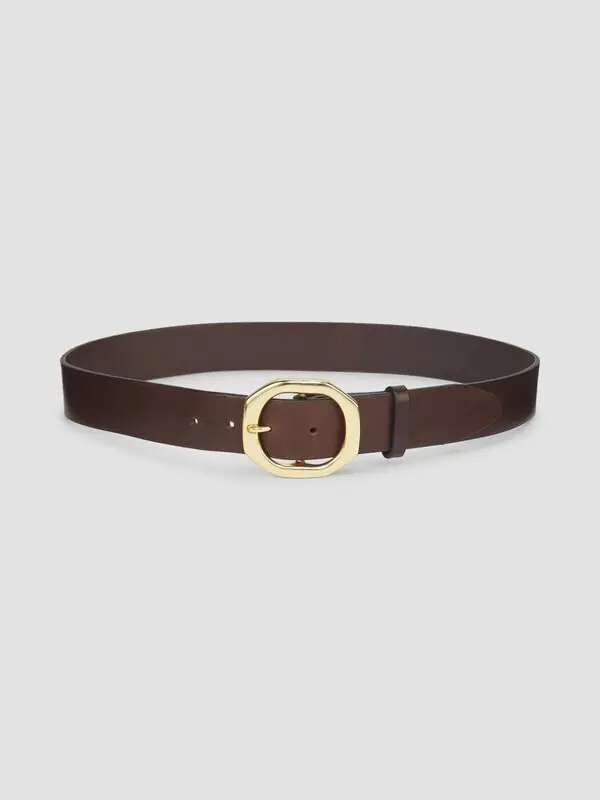 Rag & Bone Audrey Leather Goldtone Buckle Belt - Dark Espresso