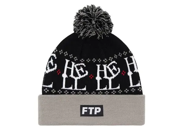 FTP Hell Pom Beanie - Black