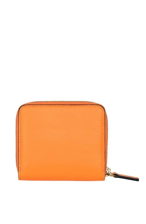 HYER GOODS Upcycled Leather Zip-around Wallet - Neon Orange