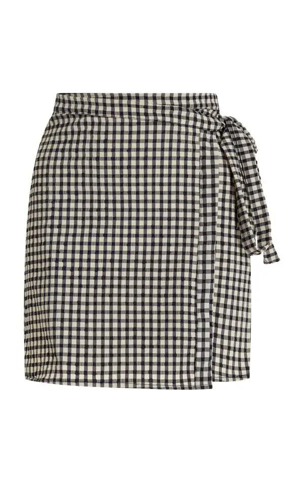 JUILLET Gingham Wrap Mini Skirt - Plaid