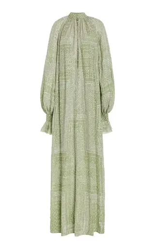 cucculelli shaheen green dress Byzantine Borders Embroidered Lace Chiffon Gown - Wedding Edit