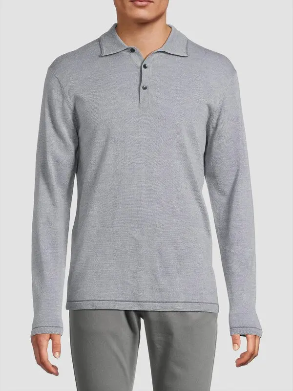 Robert Barakett Roman Polo Sweater - Light Grey