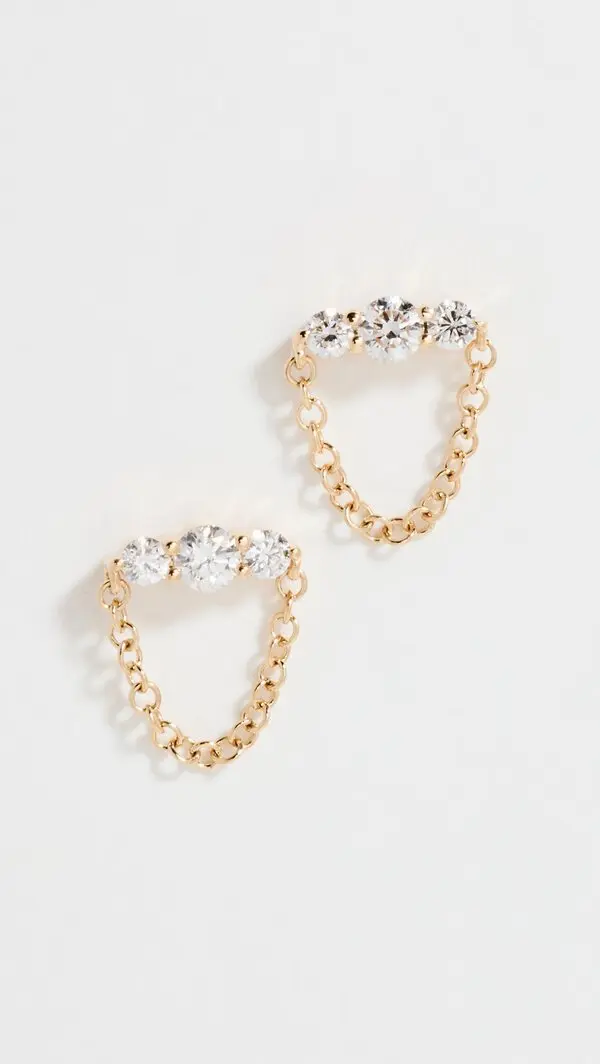 Ef Collection 14k Graduated Diamond Chain Stud Earrings