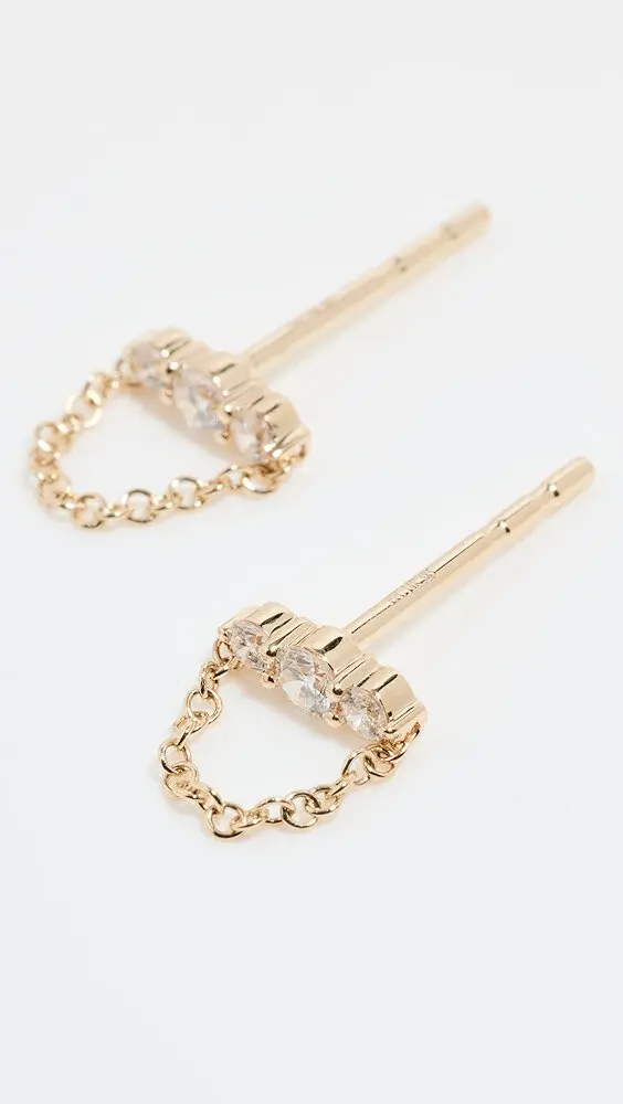 Ef Collection 14k Graduated Diamond Chain Stud Earrings