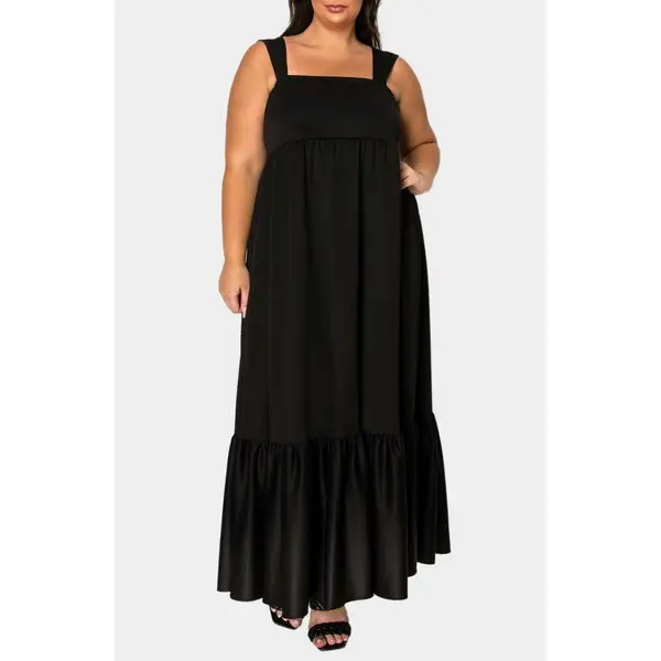 L I V D Angelika Ruffle Hem Sleeveless Maxi Dress - Black