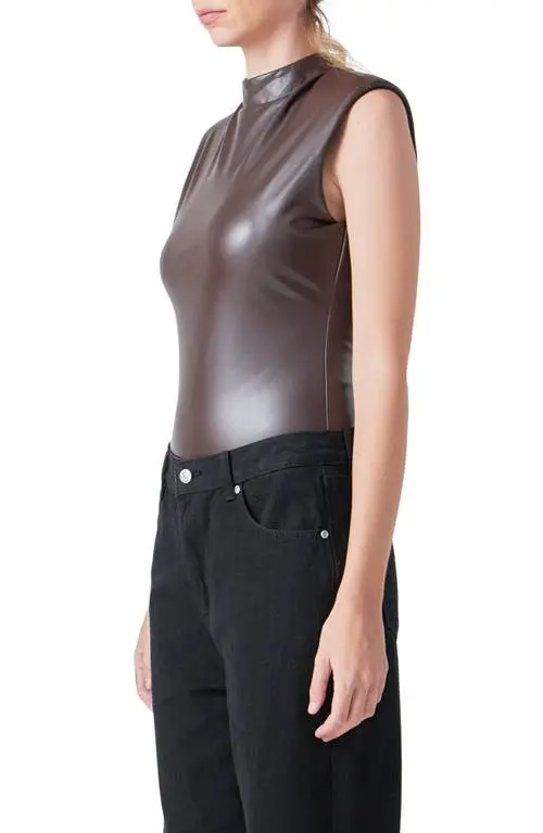 GREY LAB Faux Leather Bodysuit