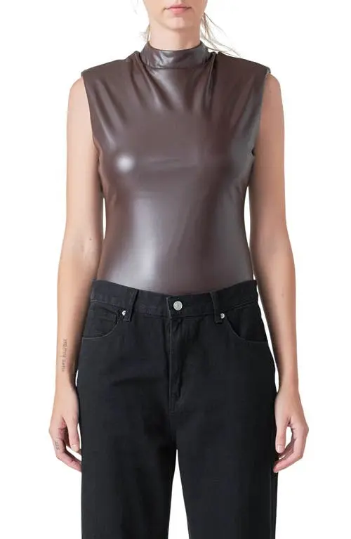 GREY LAB Faux Leather Bodysuit