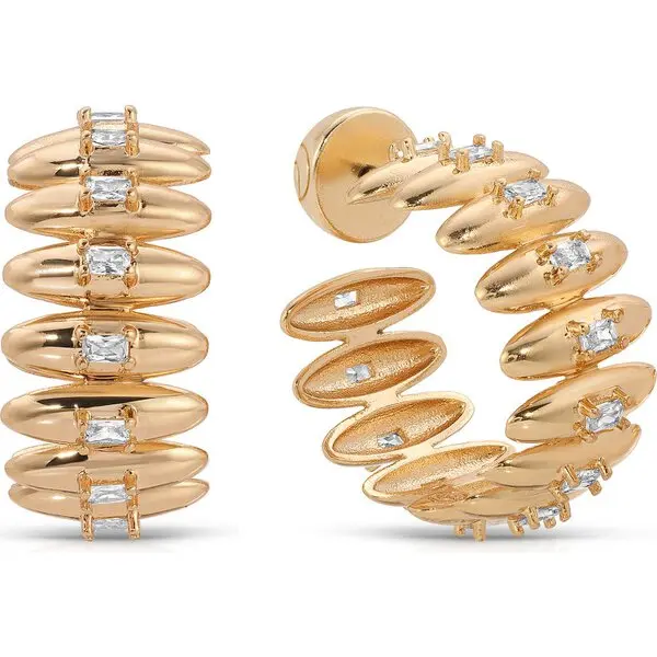 Ettika Baguette Cubic Zirconia Oval Hoop Earrings - Gold