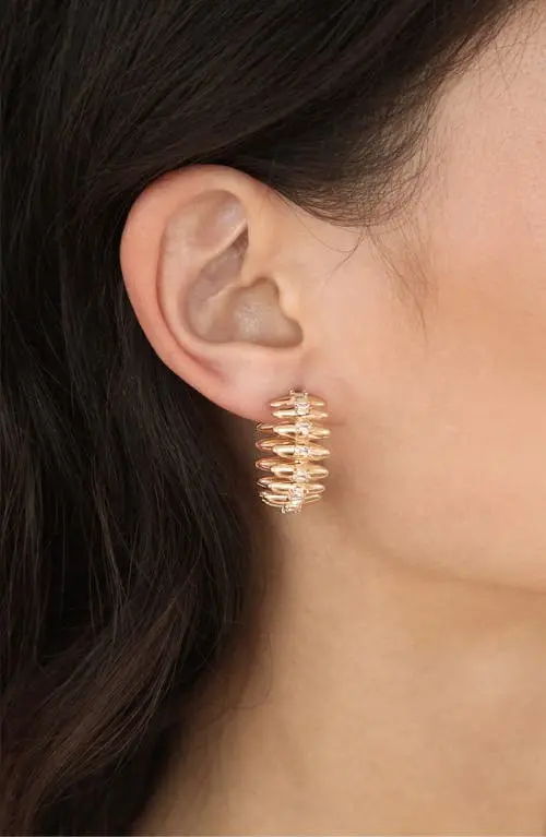 Ettika Baguette Cubic Zirconia Oval Hoop Earrings