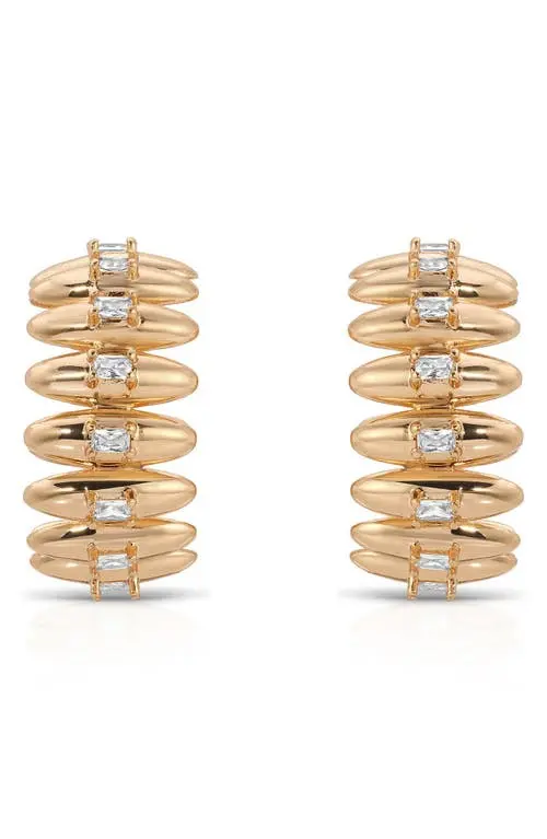 Ettika Baguette Cubic Zirconia Oval Hoop Earrings