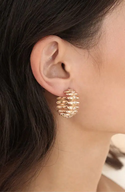 Ettika Baguette Cubic Zirconia Oval Hoop Earrings