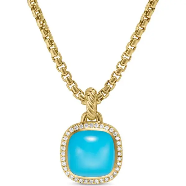 David Yurman Albion® Pendant In 18k Yellow Gold With Diamonds - Turquiose