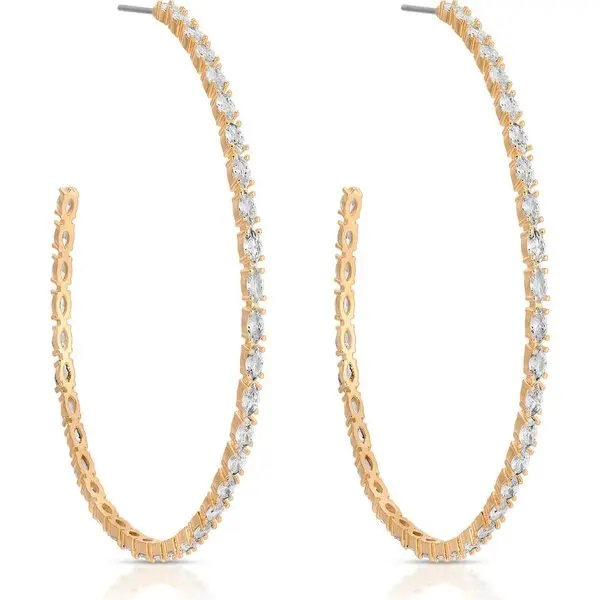 Ettika Marquise Cubic Zirconia Hoop Earrings - Gold