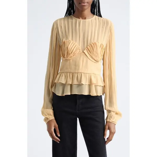 Farm Rio Pleated Peplum Top