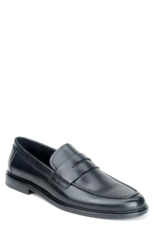 WARFIELD & GRAND Harper Moc Toe Penny Loafer - Black