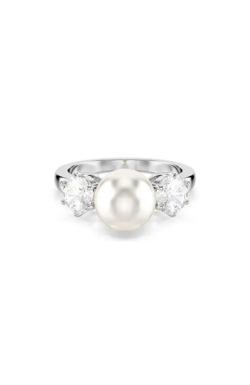 SWAROVSKI Matrix Faux Pearl And Zirconia Cocktail Ring - Silver/ White