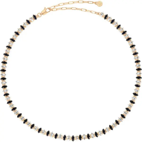 Ettika Dainty Marquise Cubic Zirconia Tennis Necklace - Black