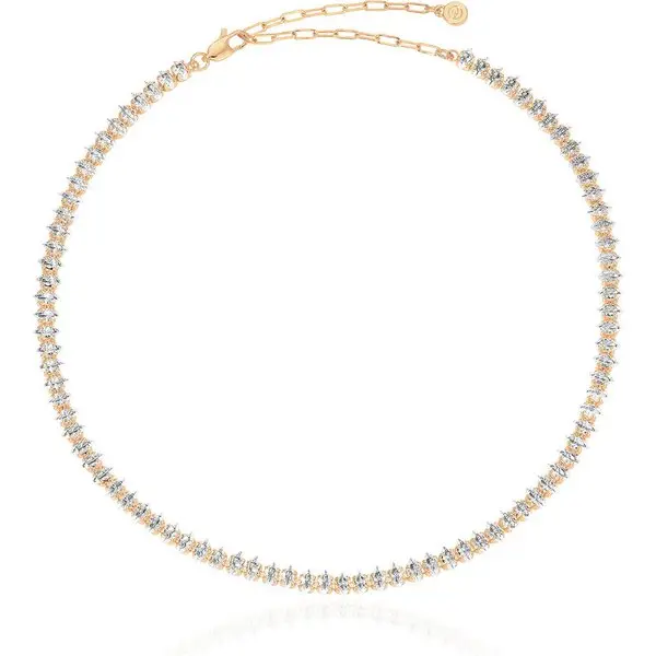 Ettika Dainty Marquise Cubic Zirconia Tennis Necklace - Gold