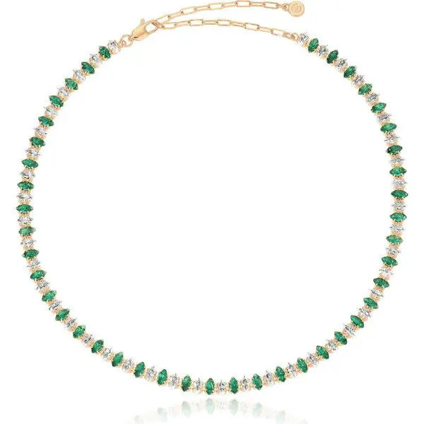 Ettika Dainty Marquise Cubic Zirconia Tennis Necklace - Green