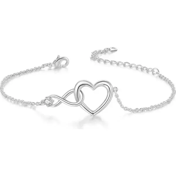DONATELLO GIAN Name Crystal Infinity Heart Bracelet - Silver
