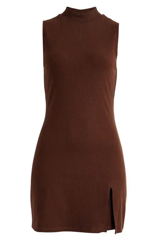 REFORMATION Skylar Rib Mini Dress - Cafe