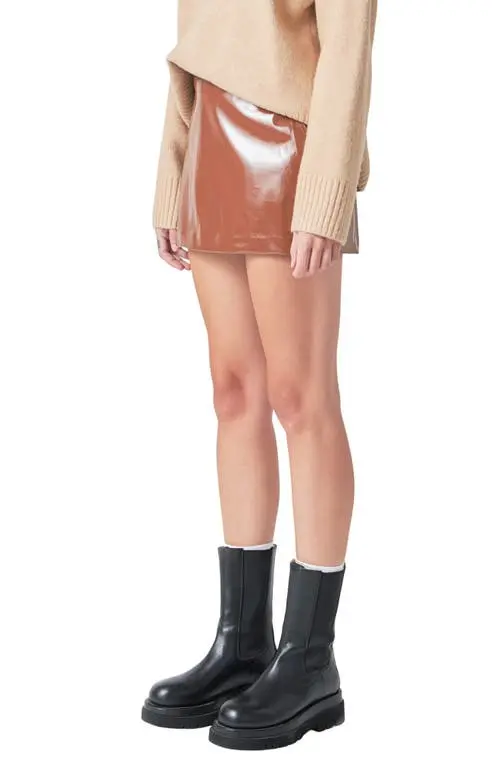 GREY LAB Faux Leather Skort - Brown