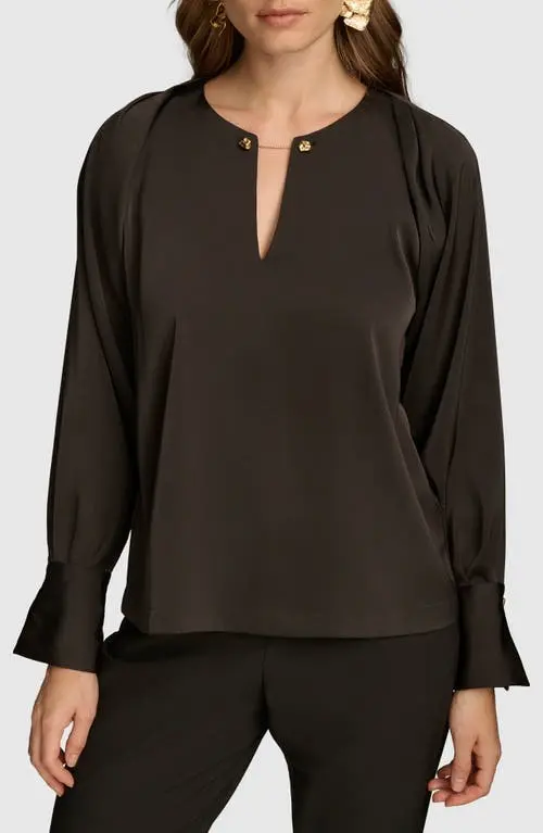 Donna Karan New York Chain Detailed Crepe Top - Black