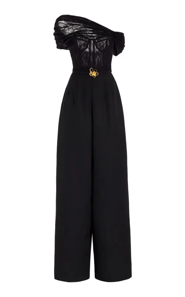 Oscar De La Renta Lace-trimmed Wool Jumpsuit