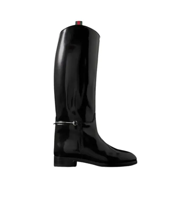 Gucci Horsebit-embellished Patent-leather Knee Boots