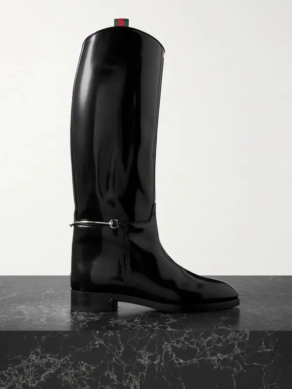 Gucci Horsebit-embellished Patent-leather Knee Boots