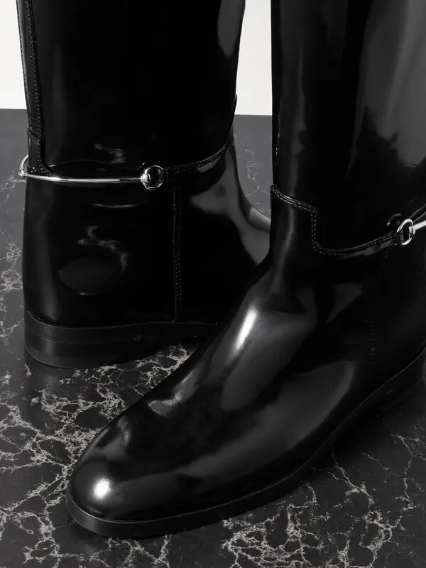 Gucci Horsebit-embellished Patent-leather Knee Boots
