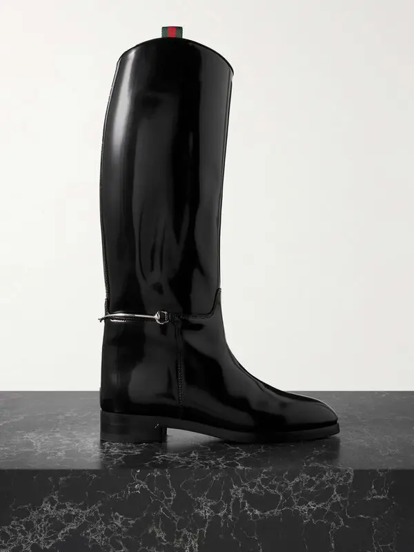 Gucci Horsebit-embellished Patent-leather Knee Boots