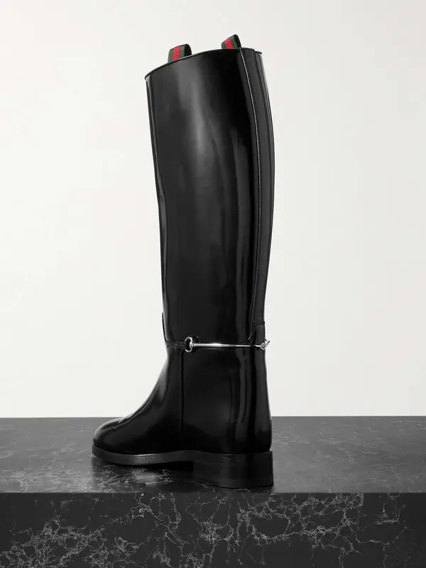Gucci Horsebit-embellished Patent-leather Knee Boots