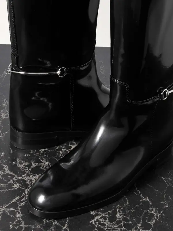 Gucci Horsebit-embellished Patent-leather Knee Boots