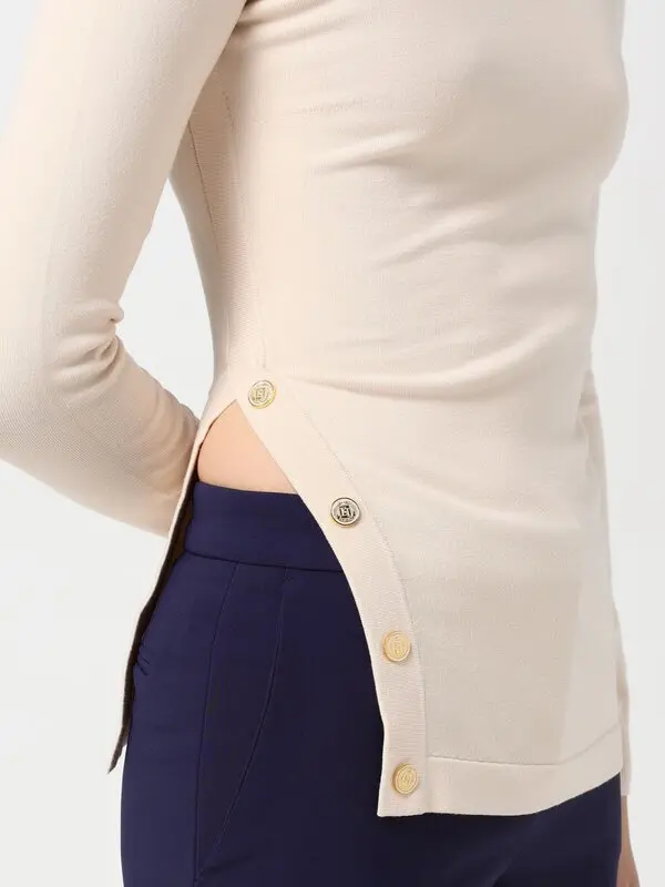 Elisabetta Franchi Long Sleeve Knit Top - Milk