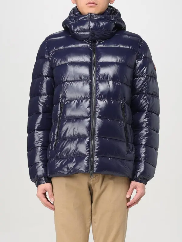 SAVE THE DUCK Quilted Puffer Jacket With Hood - Blue