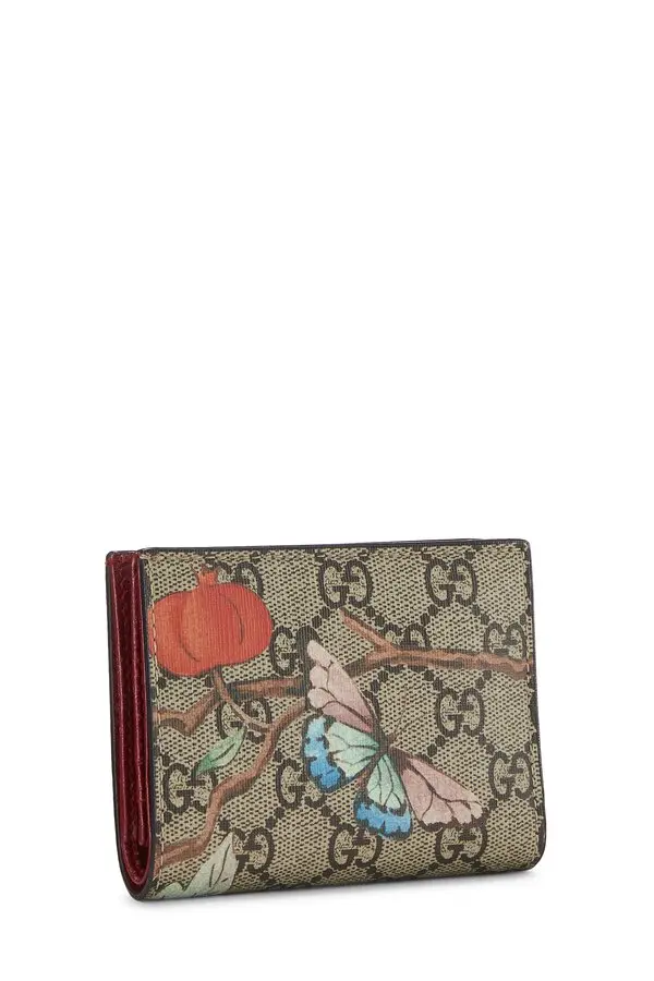 Gucci Gg Supreme Canvas Tian Compact Wallet - Red
