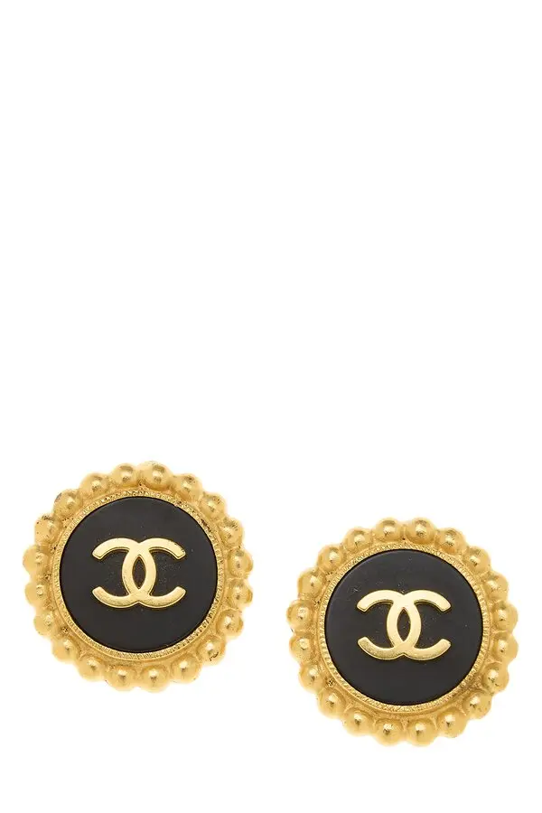 Chanel Cc' Round Earrings - Black