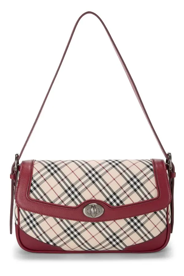 Burberry House Check Jacquard Turnlock Shoulder Bag - Red