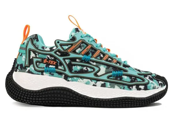 JOHN GEIGER 004 South Beach Camo Sneakers - Turquoise/black/orange